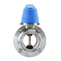 China 304 Stainless Steel Sanitary Manual Tri Clamp Butterfly Valve with Multi Position Blue Duckbill Handle BFVTC Series for sale