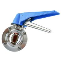 China 304 Stainless Steel Sanitary Manual Tri Clamp Butterfly Valve with Multi Position Blue Duckbill Handle BFVTC Series for sale