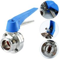 China 304 Stainless Steel Sanitary Manual Tri Clamp Butterfly Valve with Multi Position Blue Duckbill Handle BFVTC Series for sale
