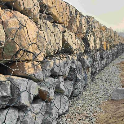 China Heavy Duty Woven Gabion Baskets Galvanized Steel Mesh For Flood Control Retaining Walls for sale