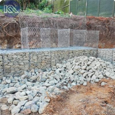 China Galvanized Hexagonal Wire Mesh Cage Rock Retaining Wall Pvc Coated Gabion Stone Filled Gabion Basket In Philippines for sale