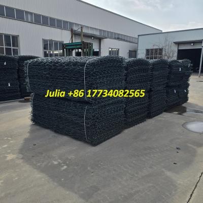 China Three Twist Weave PVC Gabion Basket Heavy Duty Wire Mesh Cage For Riverbank Protection Slope Stabilization for sale