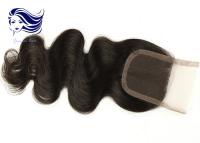 China Bleached Swiss Lace Top Closure / Human Hair Lace Closures Natural Black for sale