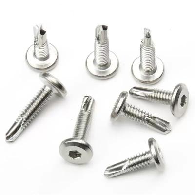 China Stainless Steel Self Tapping Screws Hex Head 8-18 Thread Custom Length Corrosion Resistant Fasteners for sale
