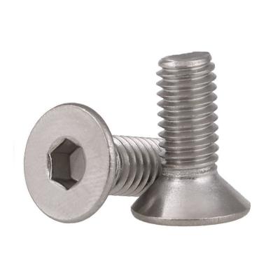 China 201 Stainless Steel Hex Drive Flat Head Screws M3-M10 Size 6-100mm Length for Aluminum Lamps and Industrial Fastening for sale
