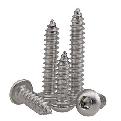 China M3 304 Stainless Steel Self Tapping Button Head Hex Drive Screws 6-40mm Length for Industrial Applications for sale