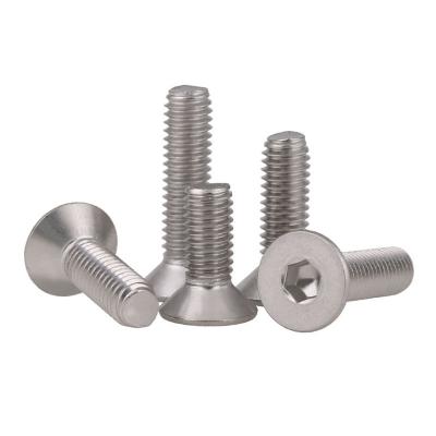 China SS304 Hex Drive Flat Head Screw M2-M12 3-60mm 304 Stainless Steel Corrosion Resistant Fasteners for sale