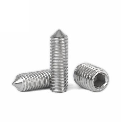 China 304 Stainless Steel Cone Point Set Screws M3-M12 Size Range 3-30mm Length DIN ISO Standards for sale