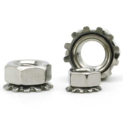China 201 Stainless Steel Lock Nuts with External Tooth Washer - M5 Size, Grade 5 Strength for Industrial Applications for sale