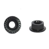 China Black Zinc Coated Stainless Steel Lock Nuts Grade 4.8 M3-M12 Serrated Flange for Industrial Applications for sale