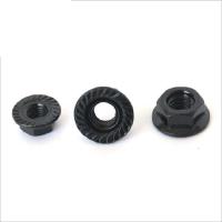China Black Zinc Coated Stainless Steel Lock Nuts Grade 4.8 M3-M12 Serrated Flange for Industrial Applications for sale
