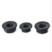 China Black Zinc Coated Stainless Steel Lock Nuts Grade 4.8 M3-M12 Serrated Flange for Industrial Applications for sale