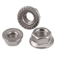 China M3-M16 304 Stainless Steel Serrated Flange Lock Nuts with 0.8-2.1mm Flange Thickness for sale