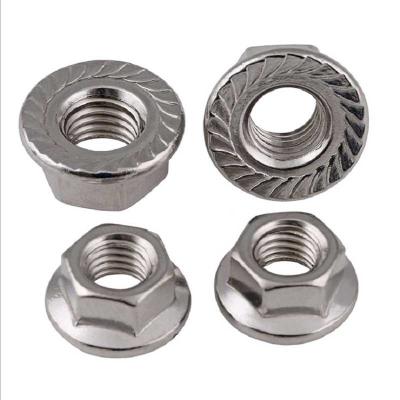 China M3-M16 304 Stainless Steel Serrated Flange Lock Nuts with 0.8-2.1mm Flange Thickness for sale