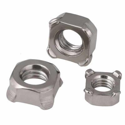 China M4-M10 201 Stainless Steel Square Weld Nuts - DIN7983 Standard, 7-17mm Width Range for sale
