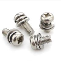 China M2.5 304 Stainless Steel Pan Head Screws with Flat & Split Lock Washer DIN7982 M2-M10 5-50mm for sale