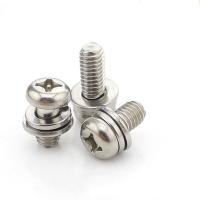 China M2.5 304 Stainless Steel Pan Head Screws with Flat & Split Lock Washer DIN7982 M2-M10 5-50mm for sale