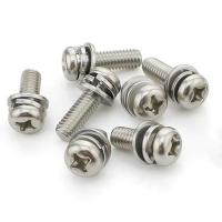 China M2.5 304 Stainless Steel Pan Head Screws with Flat & Split Lock Washer DIN7982 M2-M10 5-50mm for sale