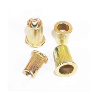 China Carbon Steel Threaded Rivet Nuts M4 M5 M6 M8 Zinc Plated with Knurled Body and Flat Head for sale