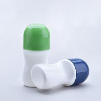 China 50ml Mini Roll On Perfume Bottles White Empty Plastic For Liquid Deodorant for sale