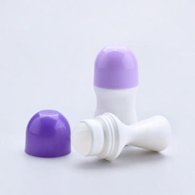 China 30ml Plastic Roller Ball Bottle Mini Deodorant Perfume with Purple Cap PP for sale