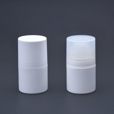 China 50ml Cylinder Shape Empty Roll On Deodorant Container PP Roller Ball Custom Color for sale