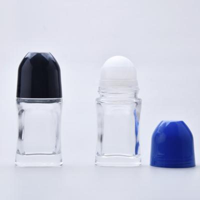 China Glass Essential Oil Roll On Bottle 1.7 Oz With Plastic Roller for sale
