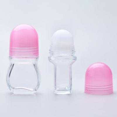 China 50ml Clear Glass Rollerball Bottles Plastic Roller Ball Essential Oil Perfume Cosmetic Container for sale