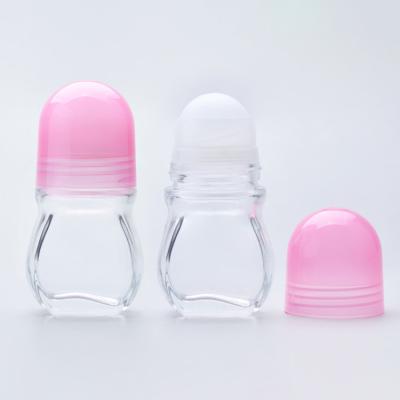 China 50ml Empty Perfume Roller Bottle Clear Glass with Plastic Cap Custom Color for sale