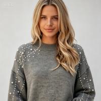 China Women's Oversized 100% Cotton Pullover Sweater with Anti-Pilling and 320 grams Fabric Weight for sale