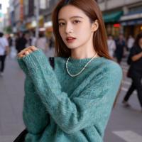 China Skin Friendly Women's Brushed Wool 13GG Knitted Sweater Pullover for Winter Warmth for sale