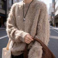 China Skin Friendly Women's Brushed Wool 13GG Knitted Sweater Pullover for Winter Warmth for sale