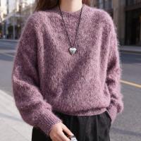 China Skin Friendly Women's Brushed Wool 13GG Knitted Sweater Pullover for Winter Warmth for sale