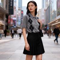 China 100% Pure Wool Women Knit Sweater Short Sleeve Preppy Style Knitted T-Shirt for sale
