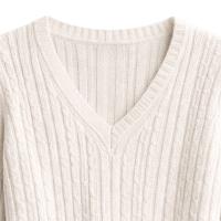 China Women’s Textured Knit V Neck Sweater Pullover with 320 grams Fabric for Casual Elegant Wear for sale