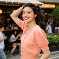 China Custom Summer V-neck Breathable Women's Knit Cardigan Sweater for sale
