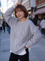 China 100% Wool Knitted Sweater Crew Neck Thick Pullover for Women with Cable Design for sale