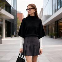 China 100% Pure Wool Sweater with Batwing Sleeve and Turtleneck Elegant Woolen Blouse Pullover for sale