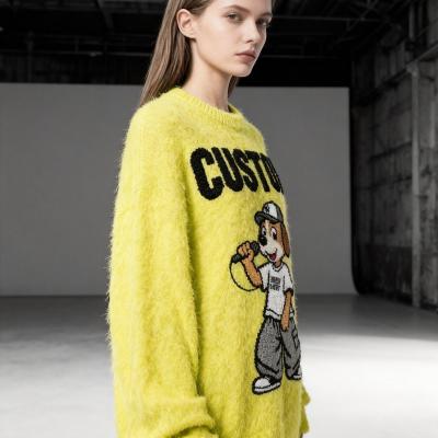 China Custom Oversize Mohair Pullover Sweater with Anti-Wrinkle and Anti-Pilling Features for sale