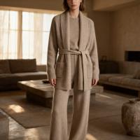 China Breathable Anti-shrink 12 GG Cashmere Cardigan Women's Coat with V-neck Rib Knit Design for sale