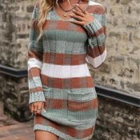 China Vintage Striped Acrylic Sweater Dress Bodycon Knit Dress with Spaghetti Straps for sale