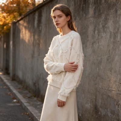 China 100% Cashmere Winter Casual Pullover Sweater with 410 Grams Knitted Tassel Design for sale