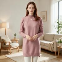 China Elegant Long Sleeve Women's Cashmere Sweater with Anti-Shrink Breathable 12 GG Knit Dress for sale