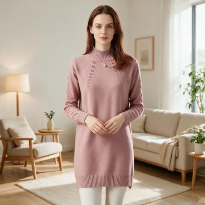 China Elegant Long Sleeve Women's Cashmere Sweater with Anti-Shrink Breathable 12 GG Knit Dress for sale