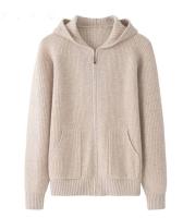 China Custom Embroidered 100% Cashmere Hoodie Sweater with Anti-Wrinkle Computer Knitted Design for sale