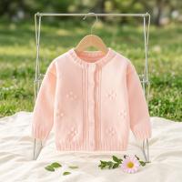 China Baby Girl Cute Floral Pattern Cardigan Sweater with Button Closure and Lightweight Wool for Spring for sale