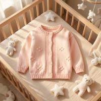 China Baby Girl Cute Floral Pattern Cardigan Sweater with Button Closure and Lightweight Wool for Spring for sale