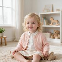 China Baby Girl Cute Floral Pattern Cardigan Sweater with Button Closure and Lightweight Wool for Spring for sale