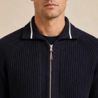 China Men's 7 GG 100% Cotton Breathable Knitted Sweater Cardigan with Full Zipper for sale
