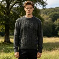 China Genea Men's Knitted Cable Sweater High Neck Pullover with Anti-Pilling Thick Wool Nylon Blend for Winter for sale